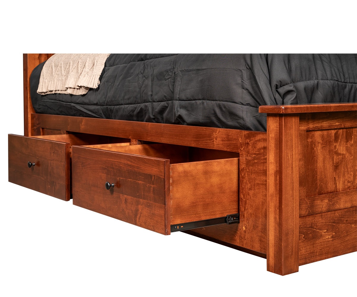 Shaker Panel Bed With Storage Rails - 4 Drawers | Saugerties Furniture